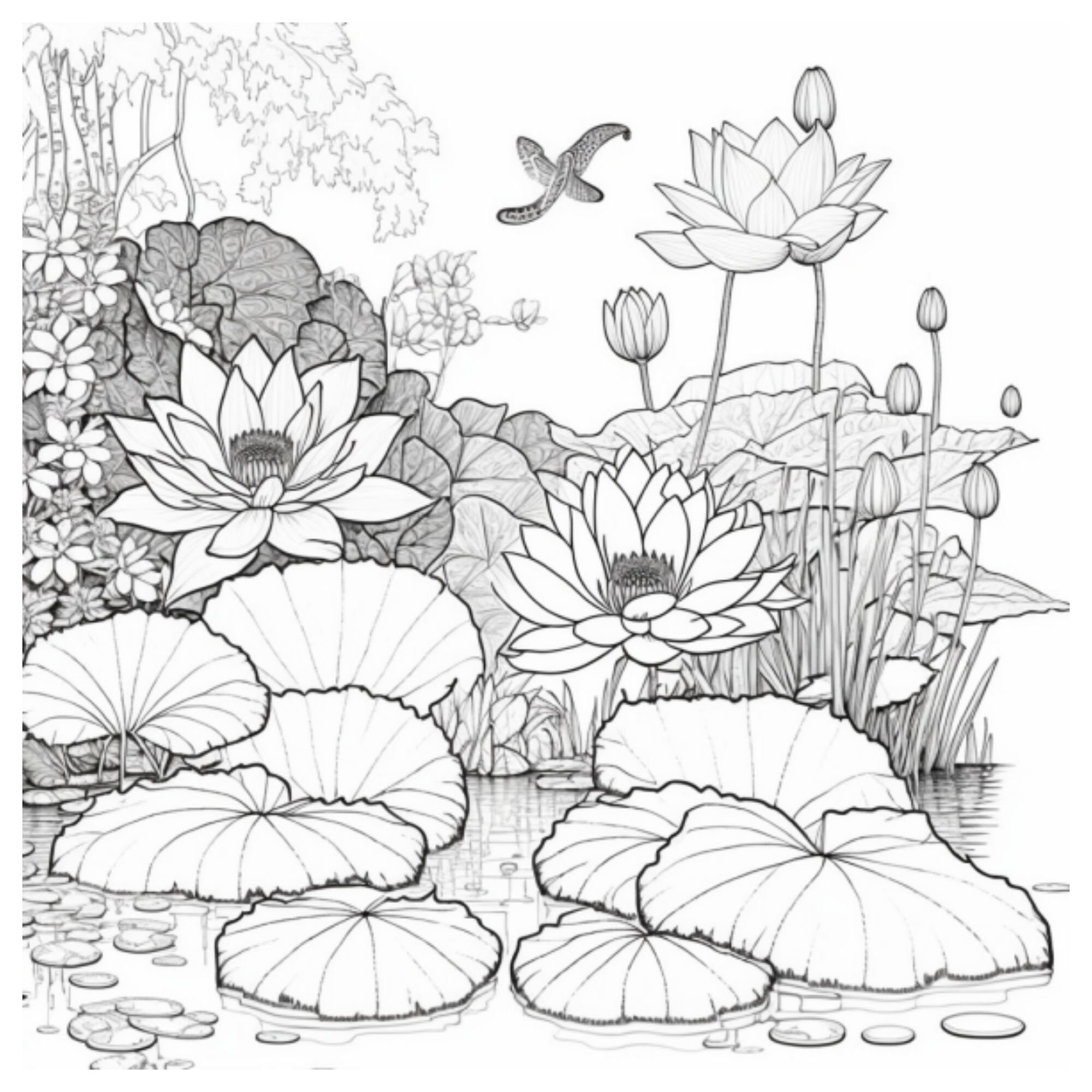 Water Lily Coloring Pages