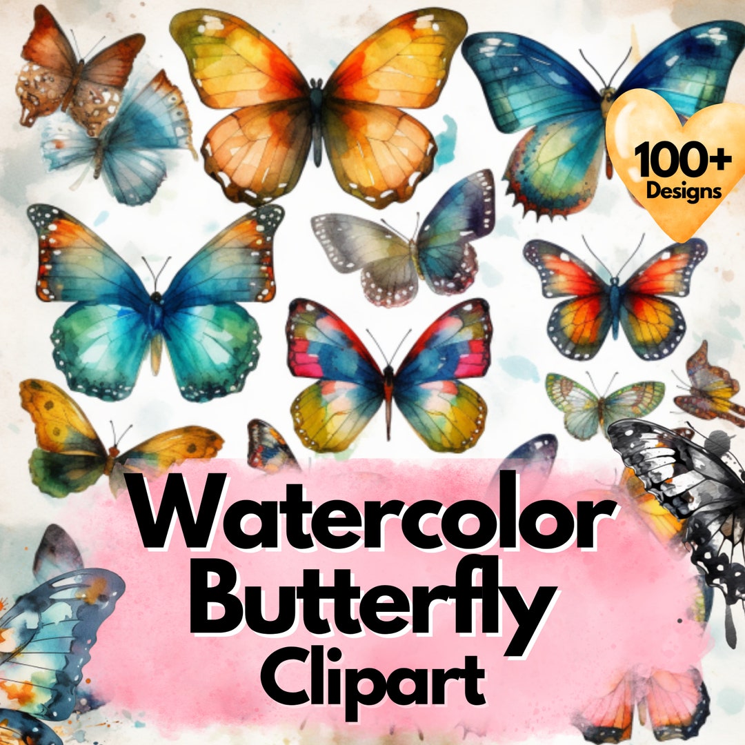 100 Butterfly Watercolor Butterfly Clipart, Butterfly Bundle ...