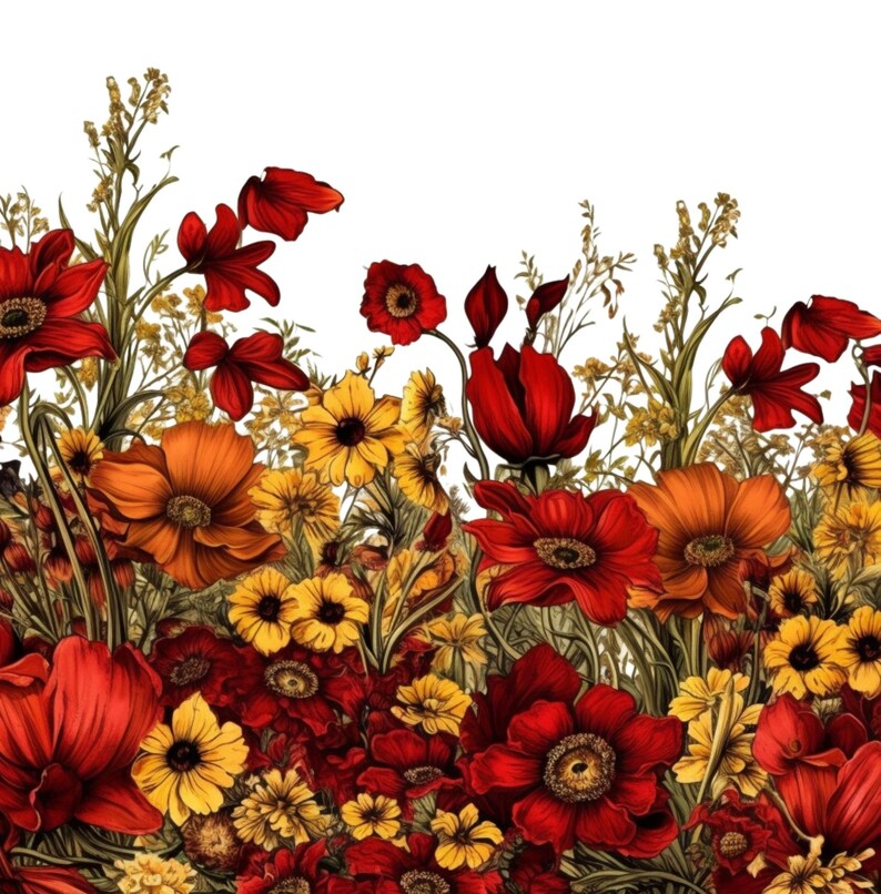 Red Flowers PNG Watercolor Floral Clipart Bouquets Elements - Etsy