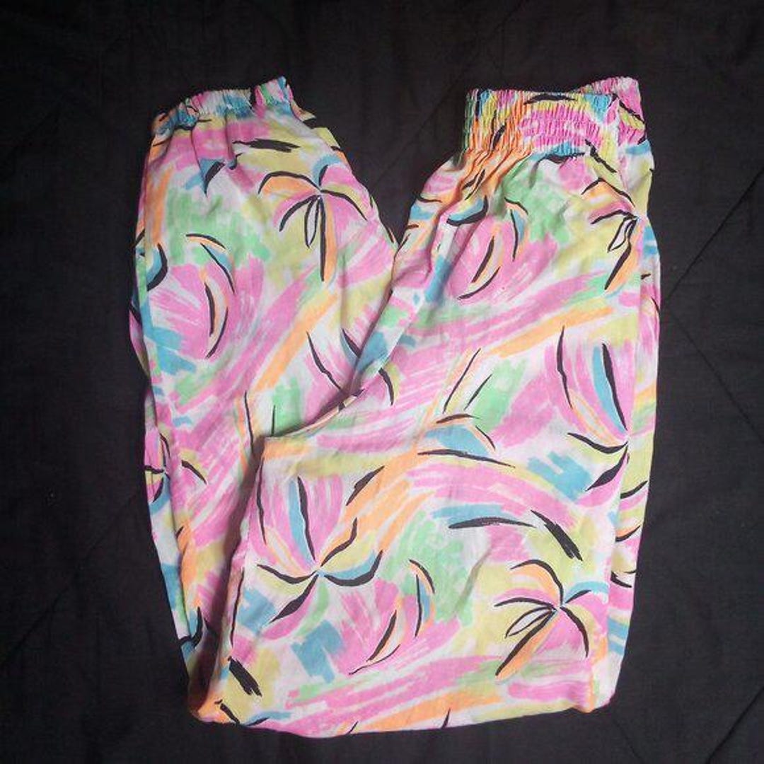 Vintage 90s Outrageous Design Neon Abstract Beach Sweat Pants - Etsy