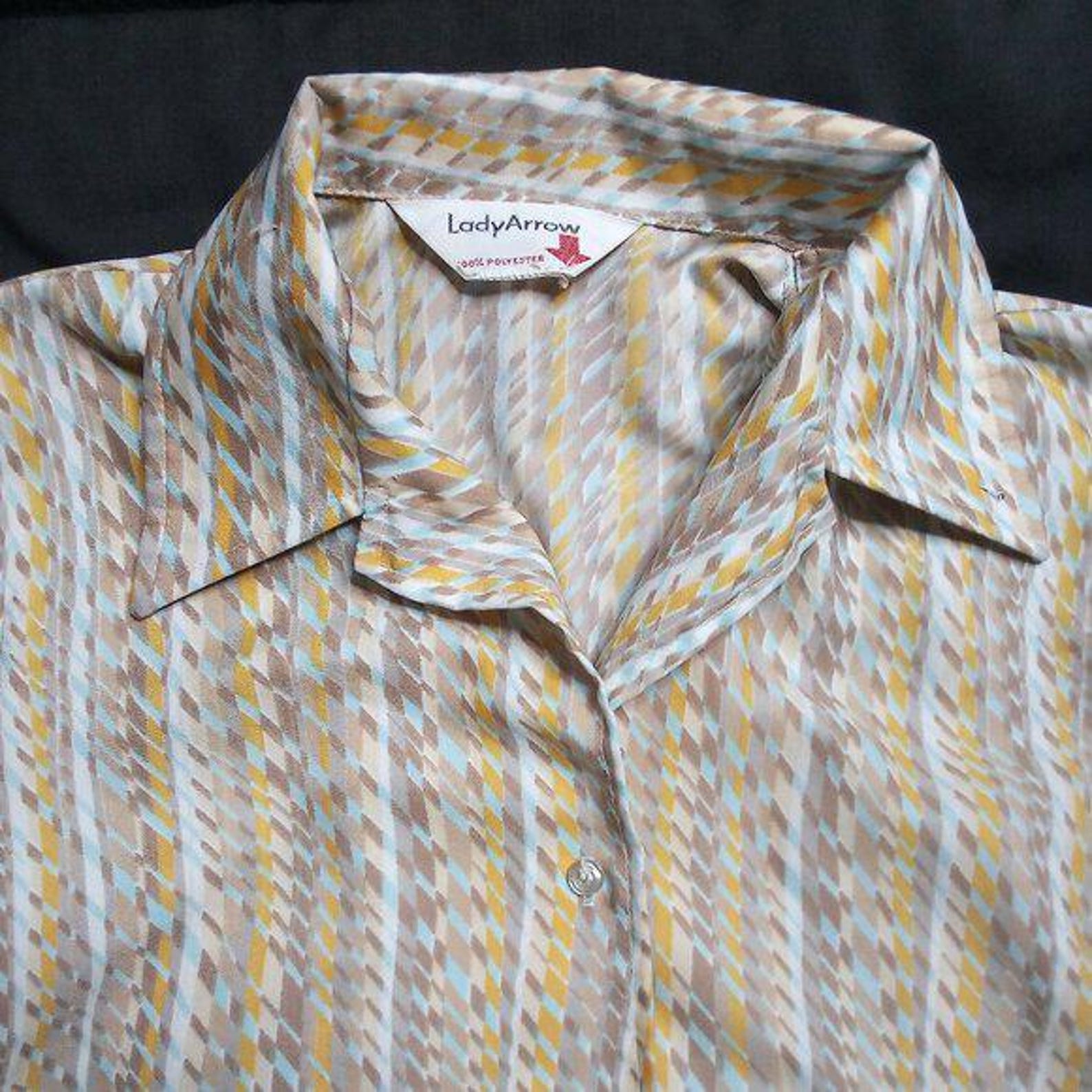 Vintage 70s Lady Arrow Stripes Pattern Polyester Disco Shirt - Etsy