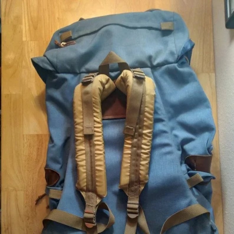 Vintage 80s JANSPORT Canvas Leather Internal Frame Backpack Satchel USA ...