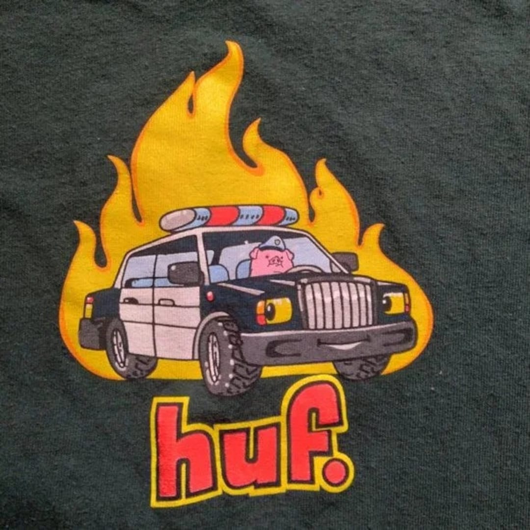 Vintage Huf Pig Cop Car Police Burning Flame T-shirt - Etsy