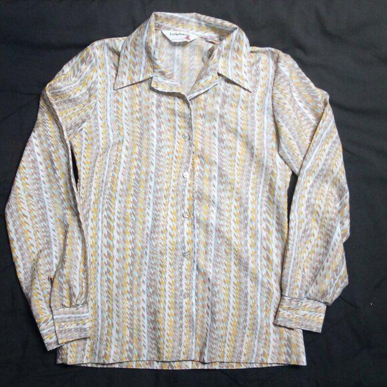 Vintage 70s Lady Arrow Stripes Pattern Polyester Disco Shirt - Etsy