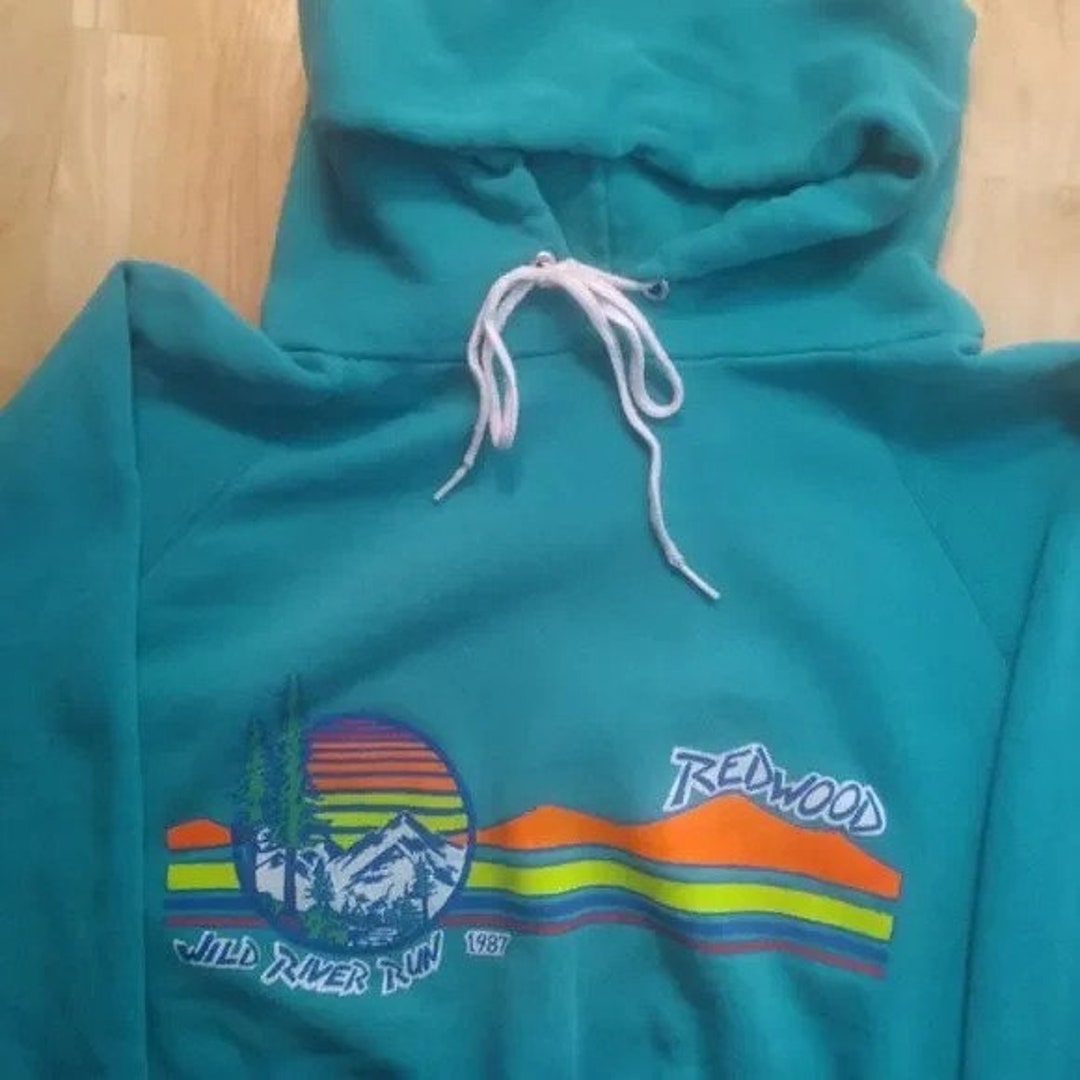 Vintage Wild River Run 1987 Redwood Neon Hoodie Sweatshirt - Etsy