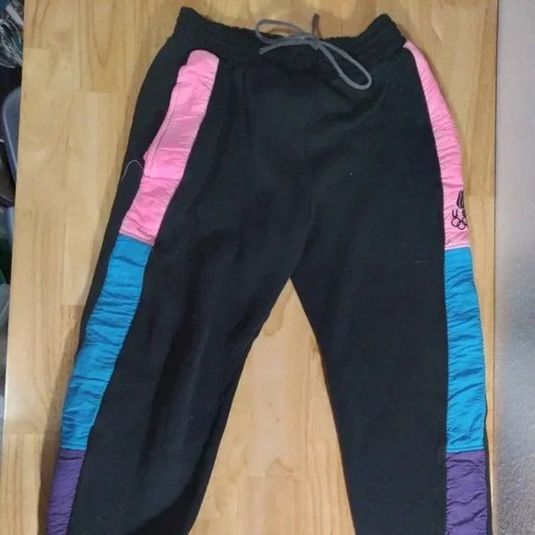 Vintage USA Olympics Neon Color Block Sweat Pants - Etsy