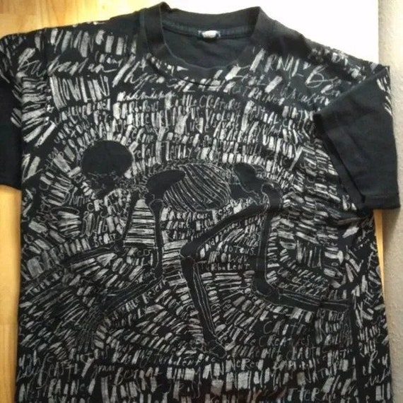 Vintage 80s Skeleton Graffiti Art Metal Death Black A… - Gem