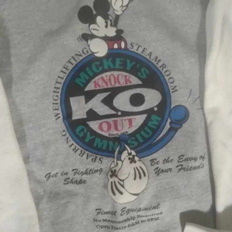 RARE Vintage 90s Disney Mickey Mouse Knock Out Gymnasium Hoodie ...