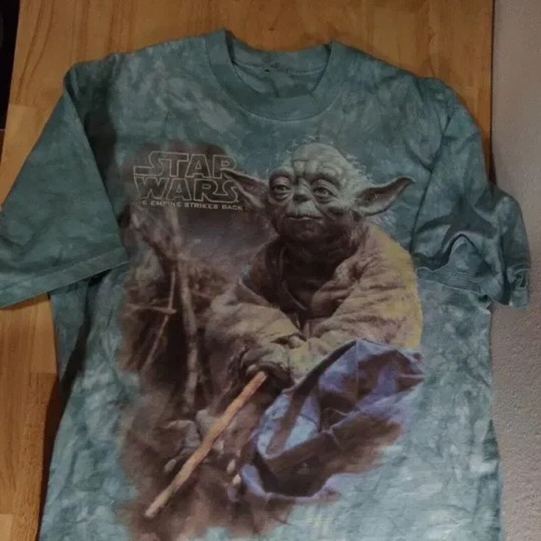 Vintage 90s Liquid Blue Yoda Star Wars Empire Strikes Back Tie Dye T ...