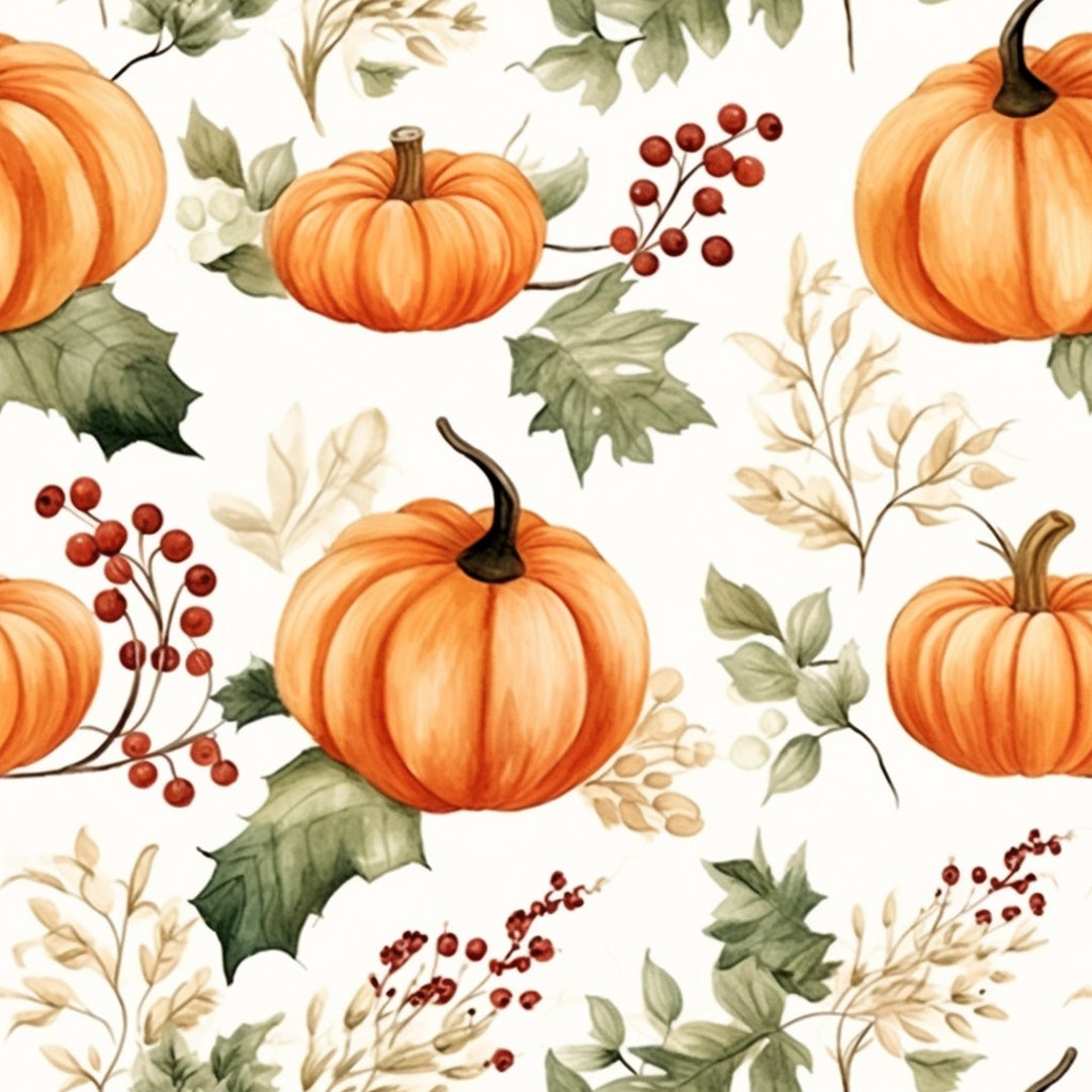 Seamless Beautiful Water Color Fall Pumpkin Pattern - Etsy