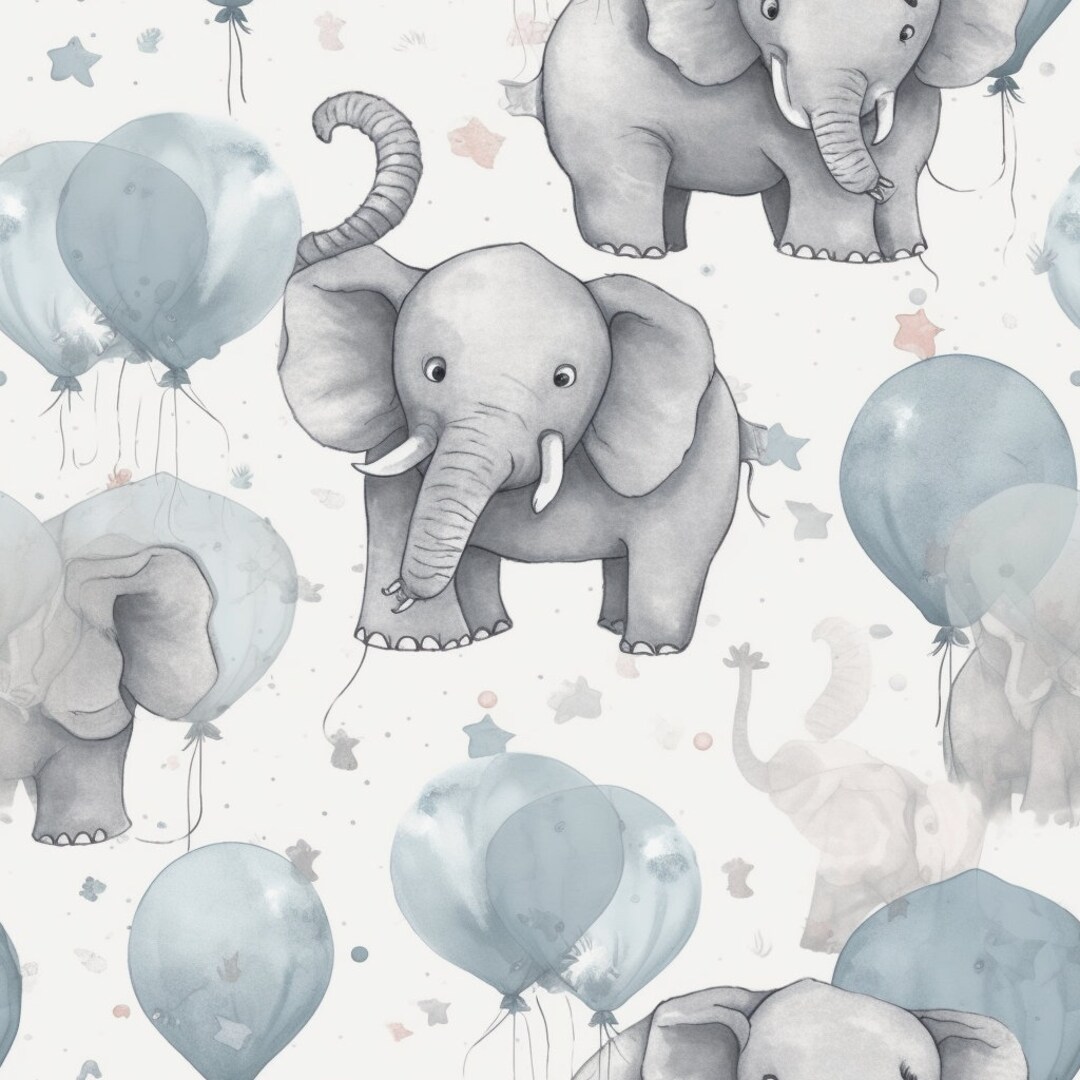 Elephant Blue and Gray Pattern, Png, Sublimate Download, Digital Paper ...