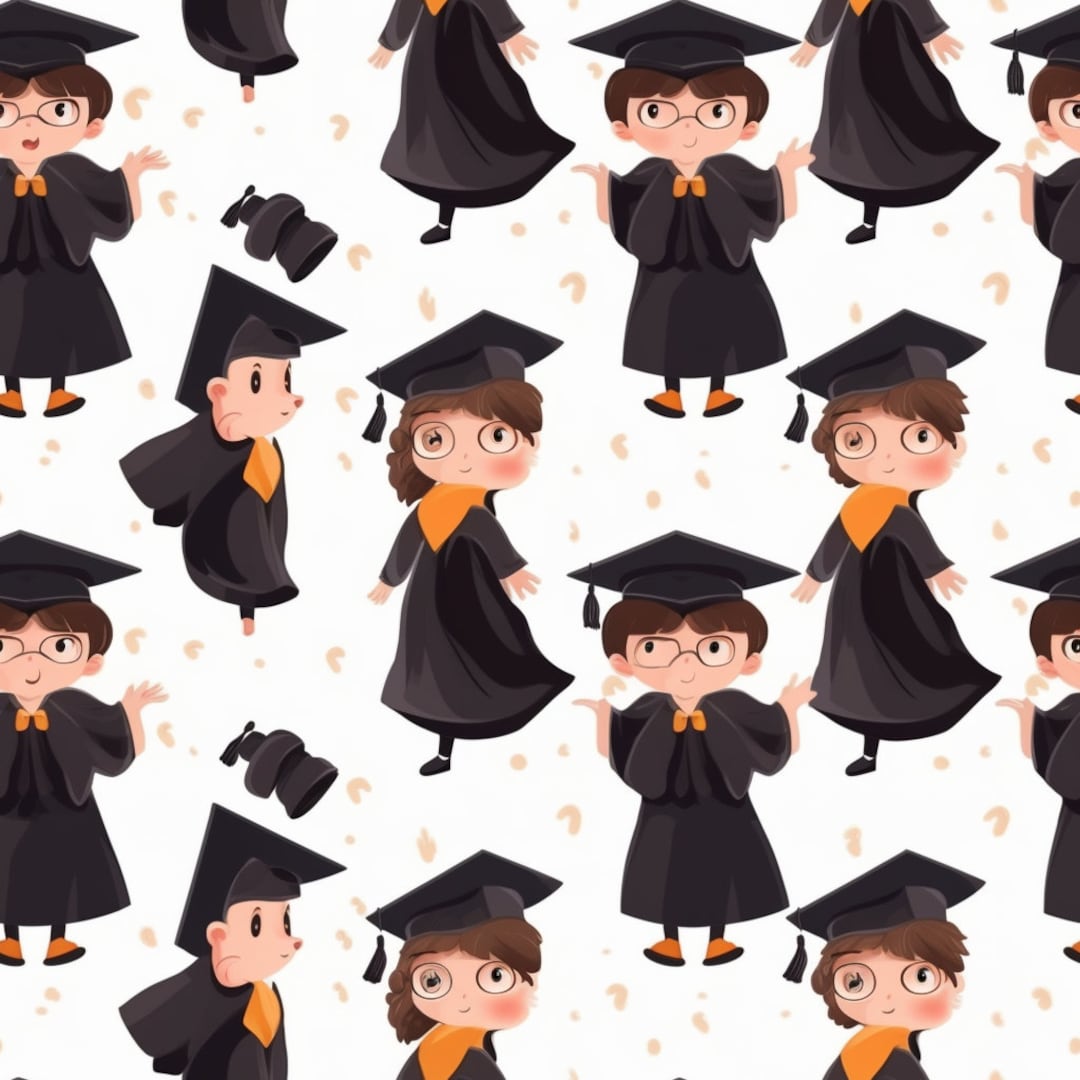 Seamless Kids in Graduation Gown Pattern, Png, Sublimate Download ...