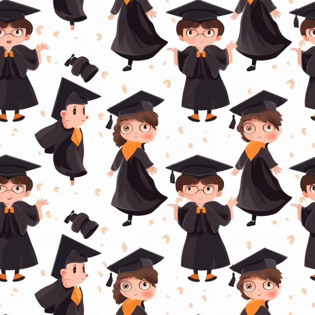 Seamless Kids in Graduation Gown Pattern, Png, Sublimate Download ...