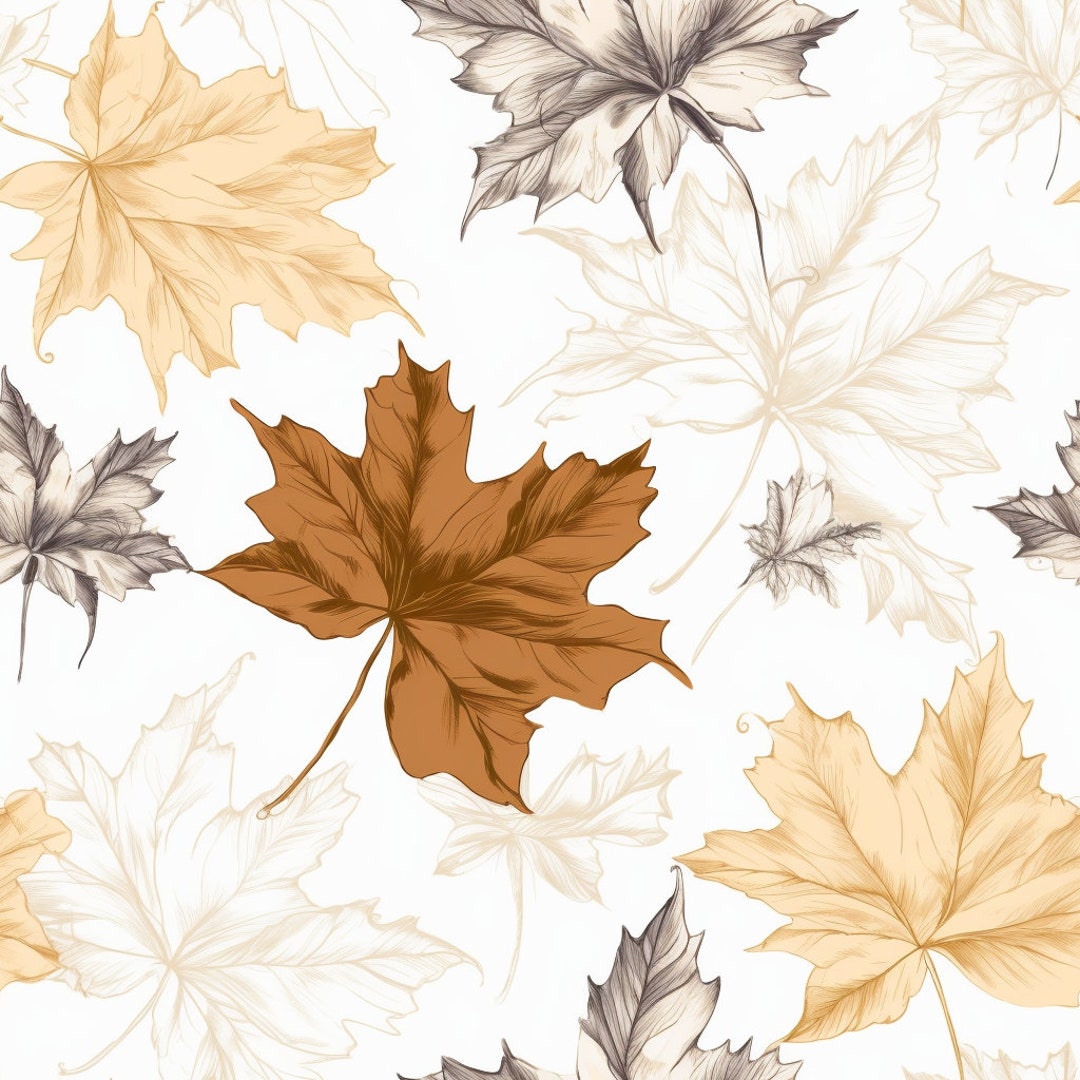Seamless Vintage Yellow and Gray Maple Leaf Pattern - Etsy
