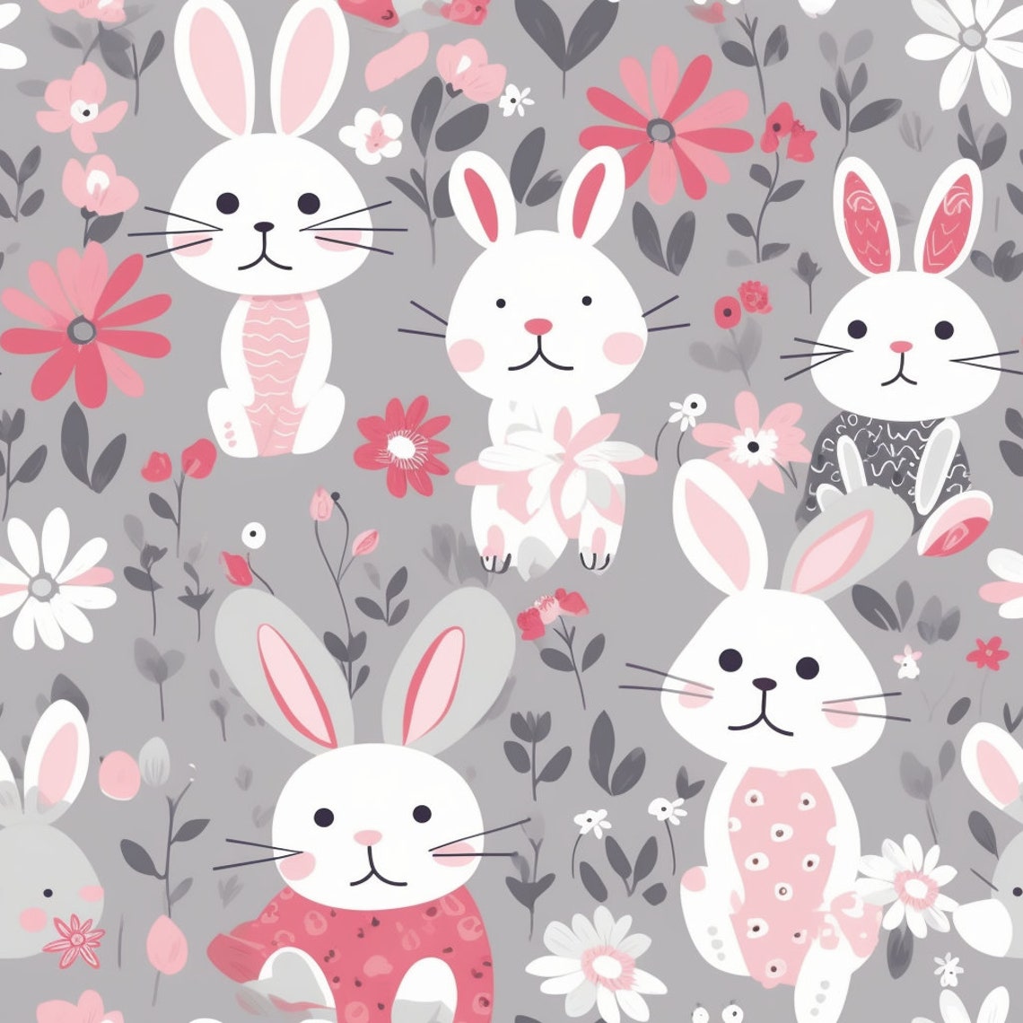 Cute Bunny Pattern, Png, Sublimate Download, Digital Paper, Printable ...
