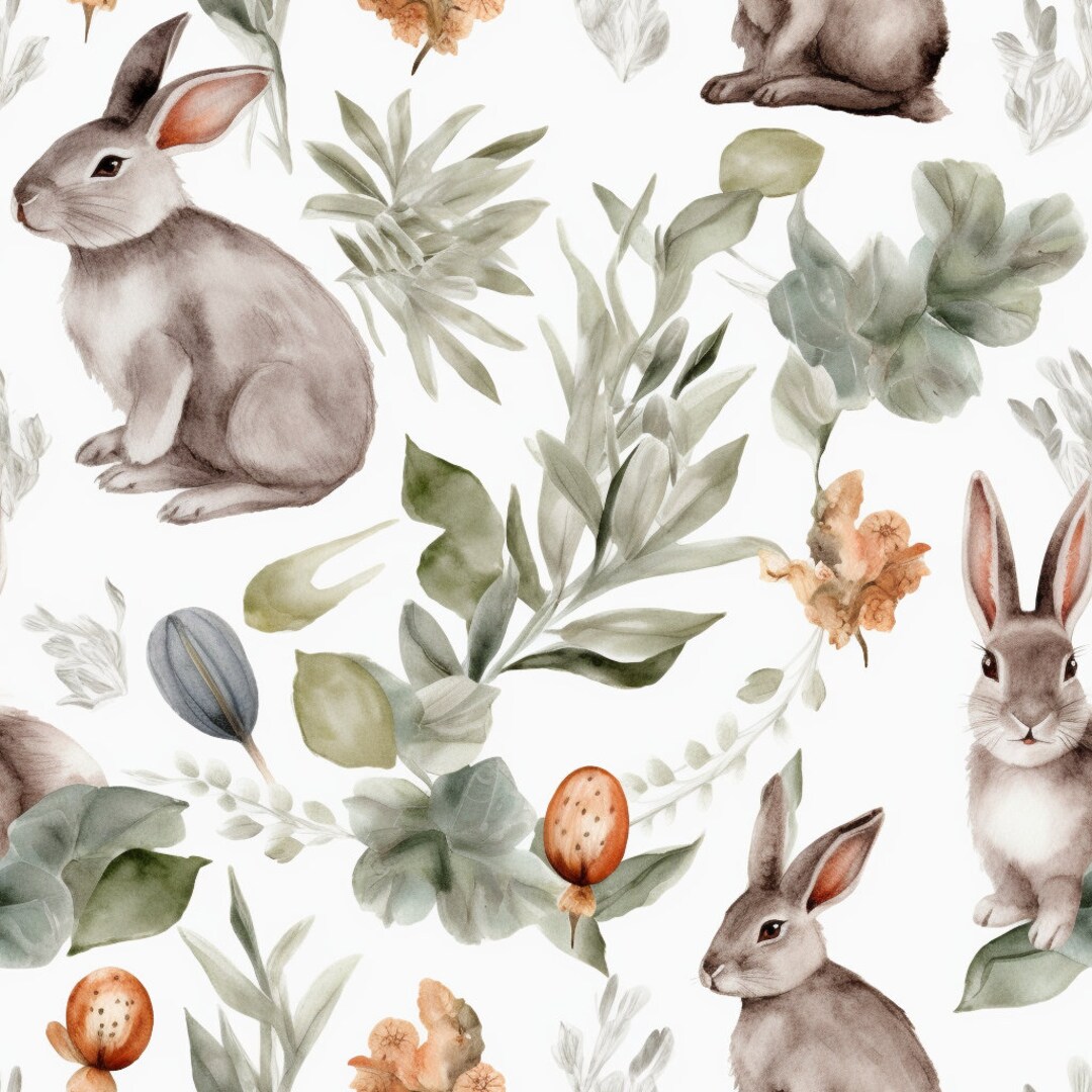 Gray Cute Bunny Pattern, Png, Sublimate Download, Digital Paper ...