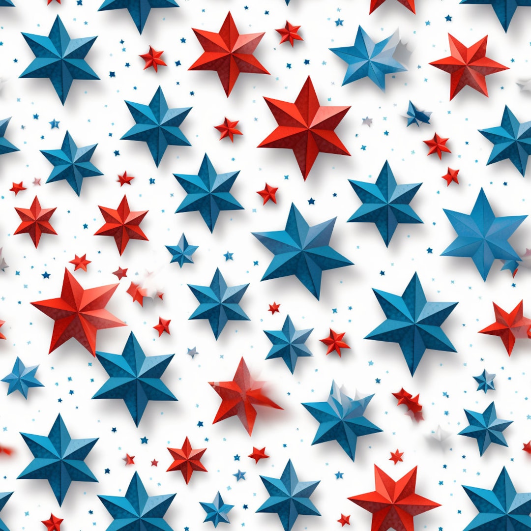 Seamless Elegant Blue and Red Stars Pattern, Png, Sublimate Download ...