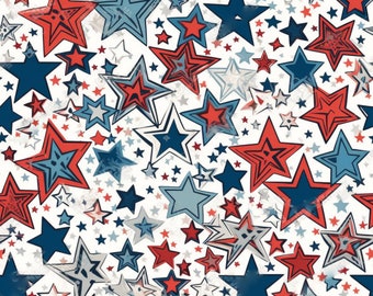 Seamless Elegant Blue and Red Stars Pattern, Png, Sublimate Download ...