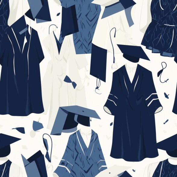 Seamless Blue Graduation Gown Pattern, Png, Jpeg, Sublimate Download ...