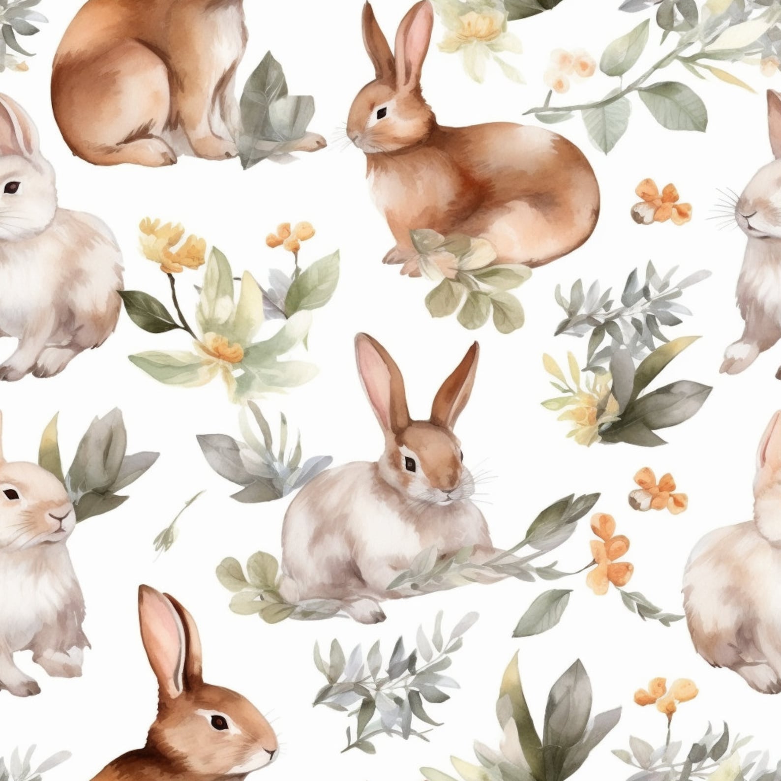 Cute Brown Bunny Pattern, Png, Sublimate Download, Digital Paper ...