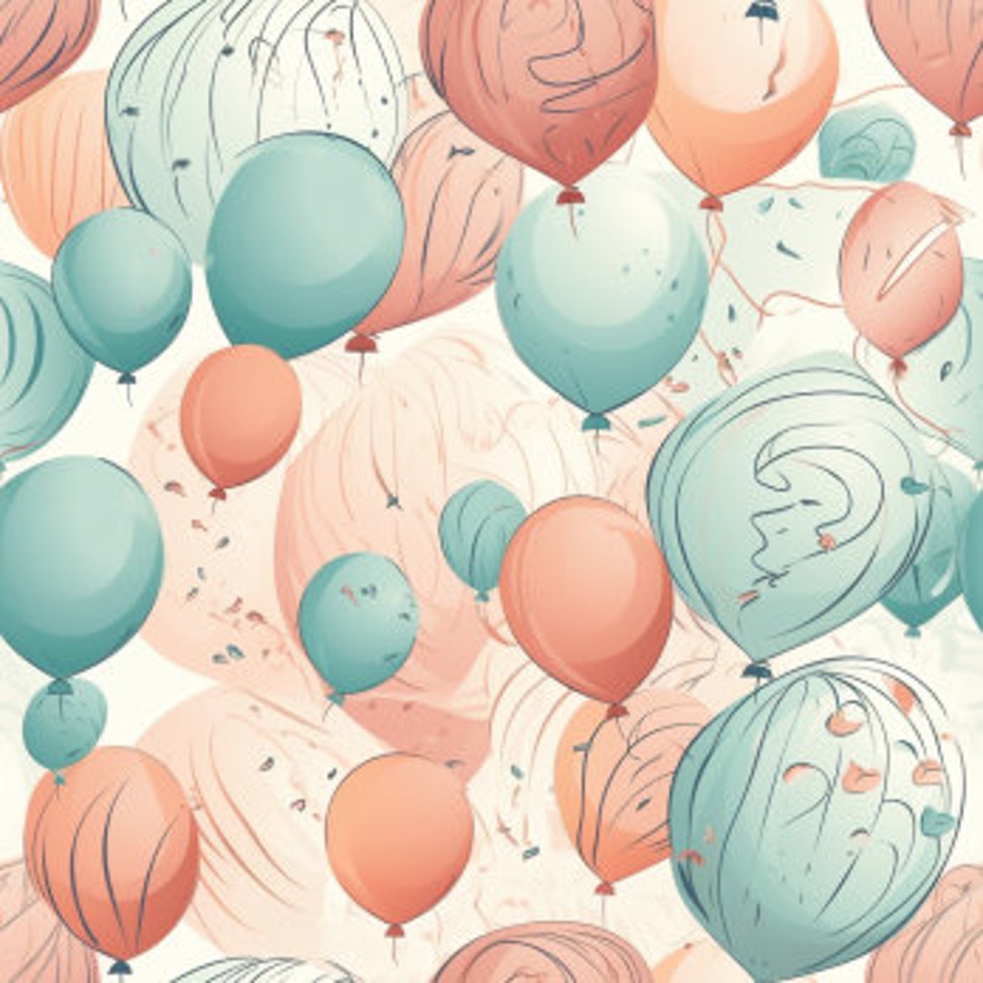 Pastel Birthday Balloons Pattern, Wrapping Paper Pattern, Png ...