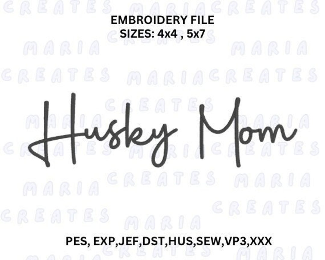 Husky Mom Embroidery File Embroidery Design 4x4 5x7| Mimalist | Dog ...