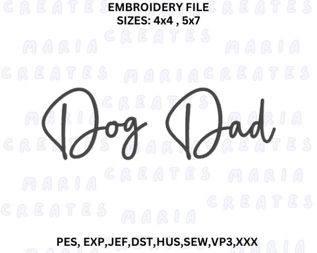 Dog Dad Machine Embroidery File Embroidery Design 4x4 5x7| Mimalist ...