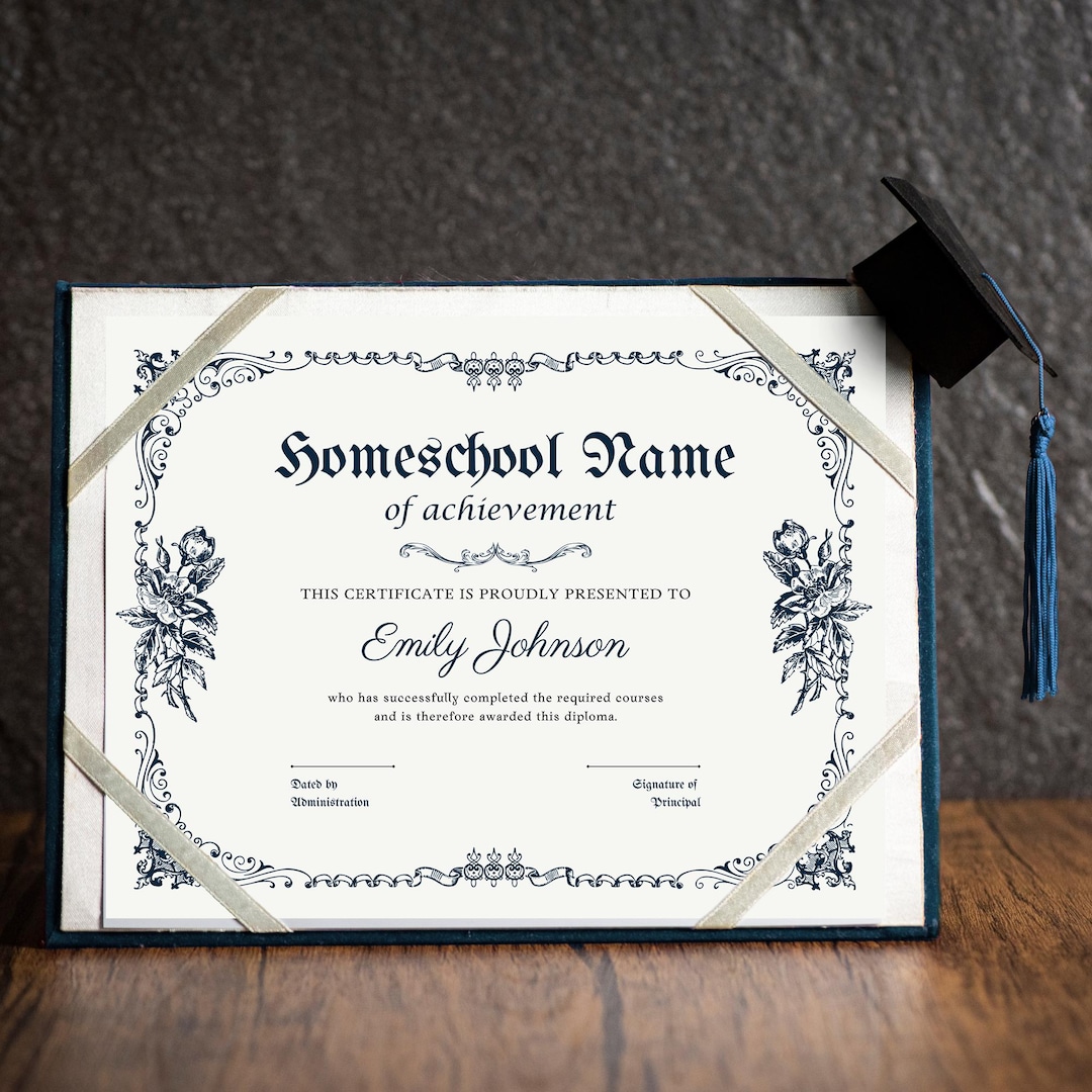 Homeschool Diploma Template Editable in Canva | Floral High School ...