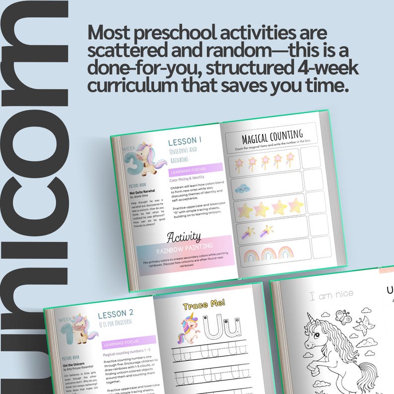 Unicorn Unit Study, Preschool Curriculum, Morning Basket Homeschool ...