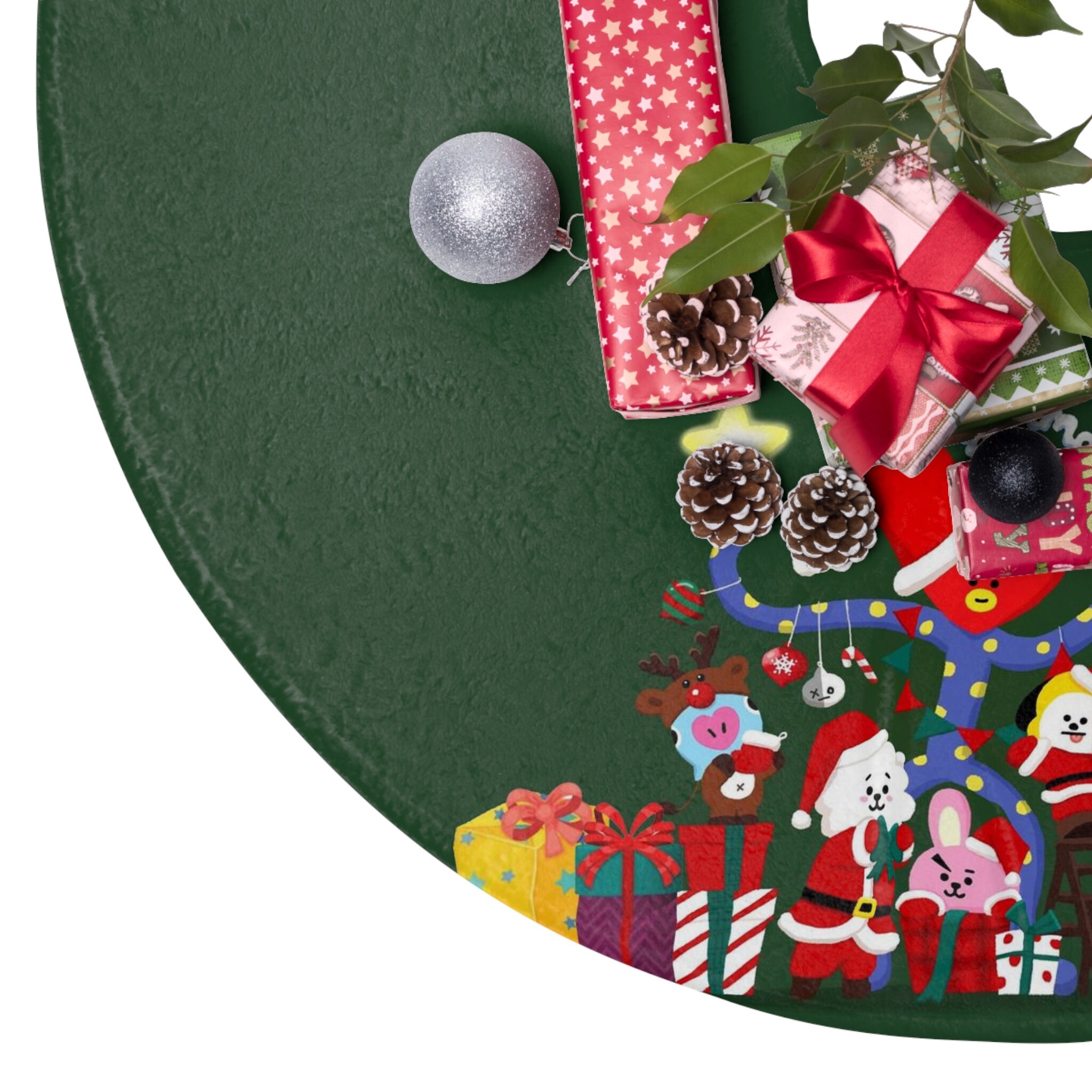 BTS BT21 Christmas Tree Skirts BTS Holiday Tree Skirt, Bts Holiday, Bts ...