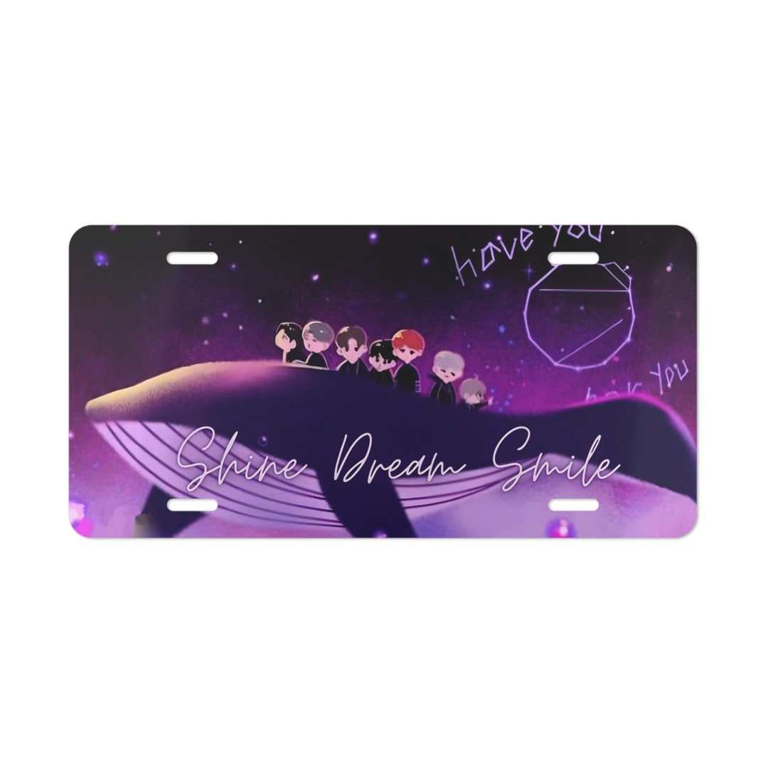 BTS Bt21 Shine Dream Smile Whale Vanity Plate BTS License Plate Frame ...