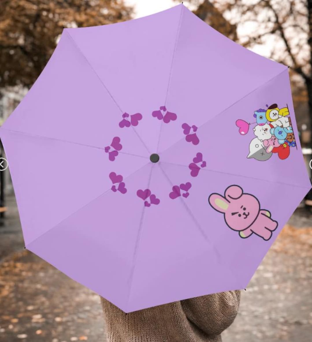 BTS BT21 Cooky Umbrella Automatic Opening Umbrella Bts Rainy Weather ...