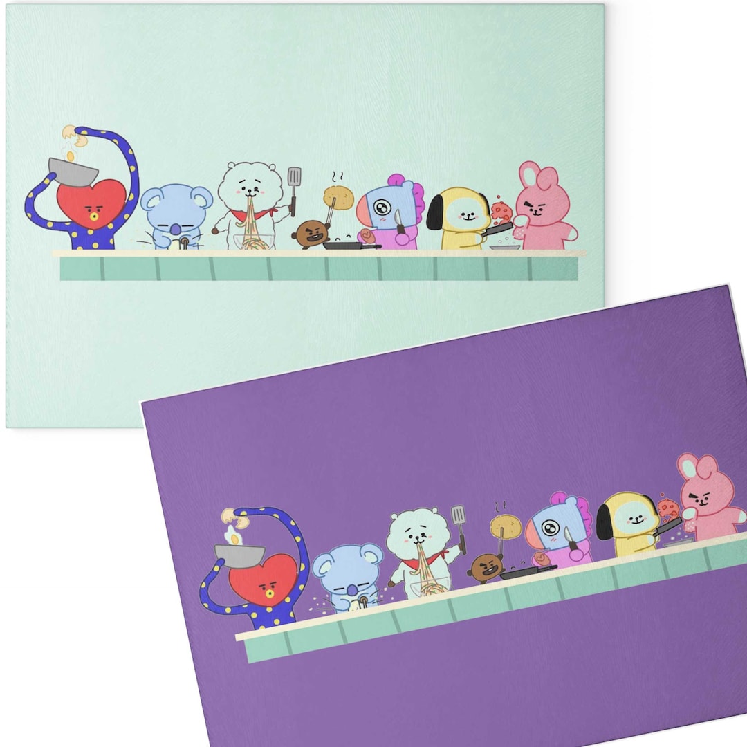 BT21 is Cooking Glass Cutting Board With Our Favorite BT21 Characters ...