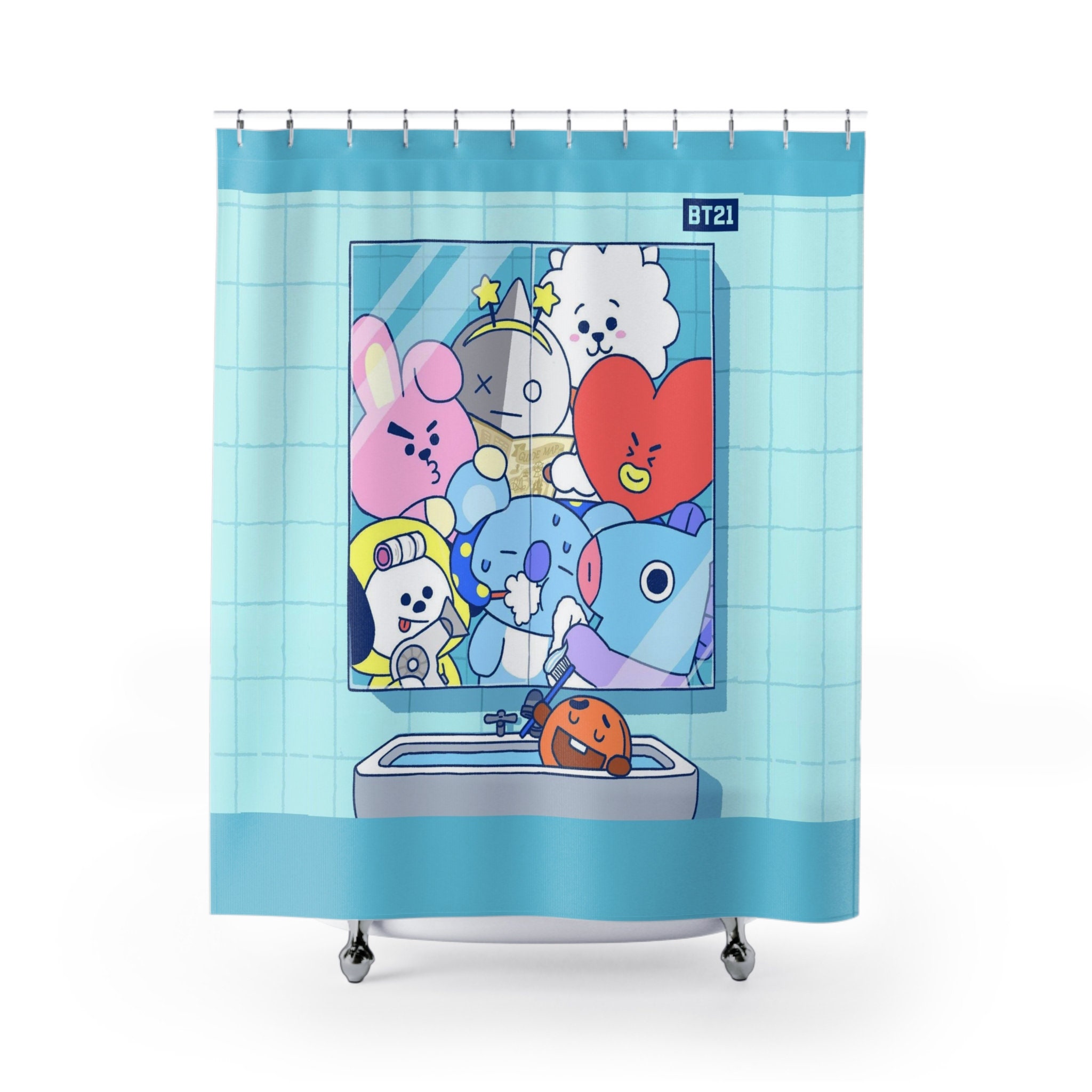 BTS BT21 Inspired Shower Curtain the Ultimate Bathroom - Etsy