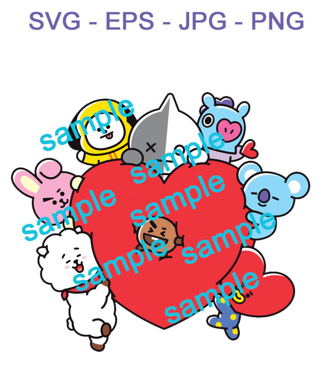 Bts Bt21 Heart Valentines Day Instant Digital Download - Instant Print ...