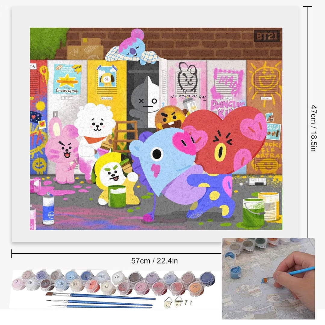 BTS BT21 Paint by Number Painting Kit Color by Number Art Kit Expedited ...