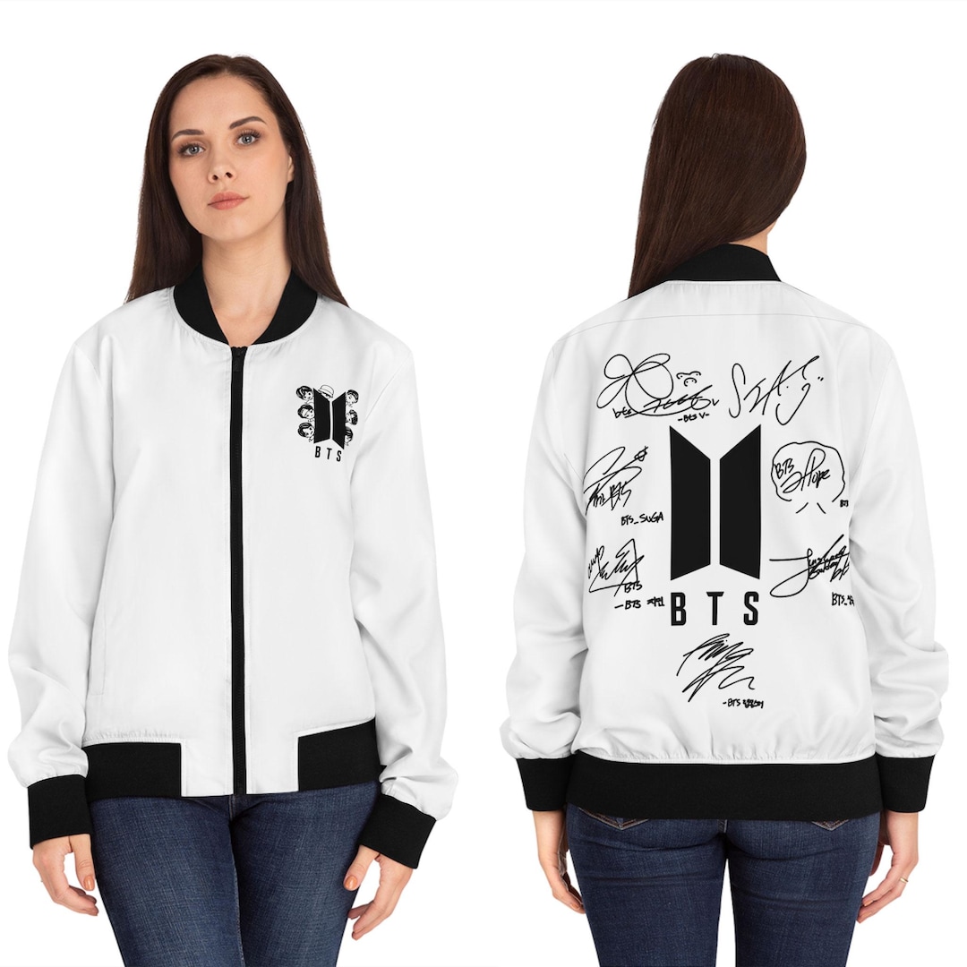 BTS Logo Jacket - Bomber Jacket - Women's Jacket - Aviator Jacket ...
