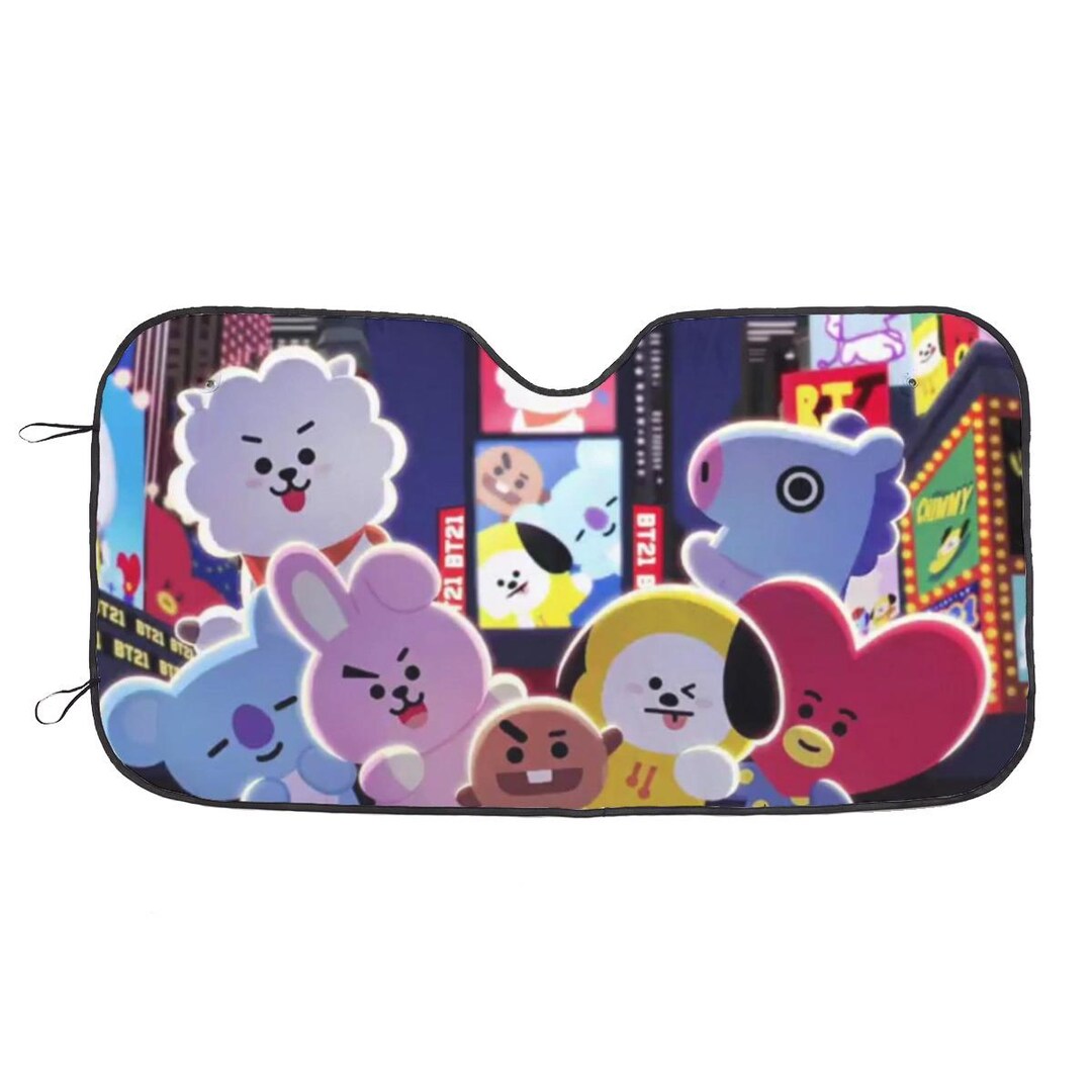 BTS BT21 Smiling Car Windshield Sun Shade Car Sun Visor Car Sun Blocker ...