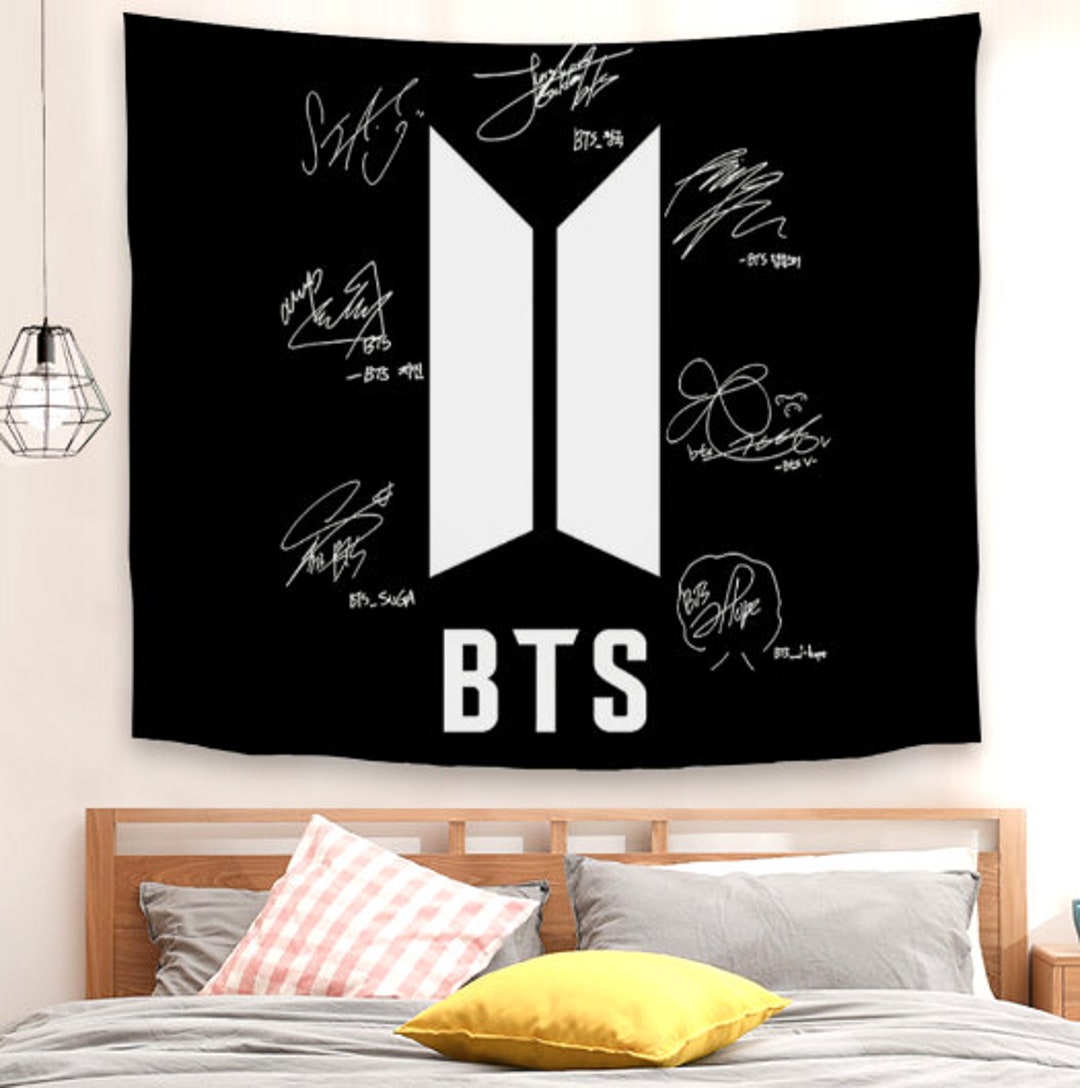 BTS Tapestry BTS Logo and Signatures- 2 Sizes! Wall Hanging - Wall Art ...