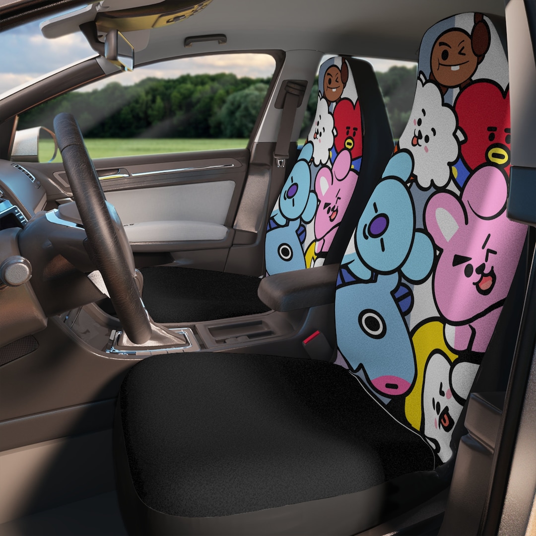 BTS BT21 Car Seat Covers Set of 2 BTS Car Seat Covers Koya, Rj, Mang ...