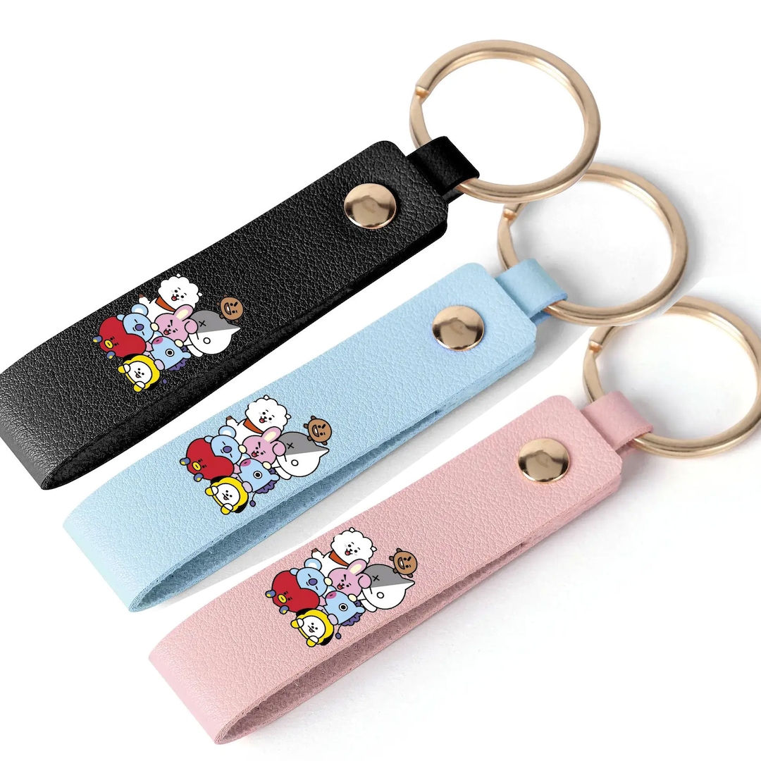 BTS BT21 Keychain - Handcrafted Leather Loop - 3 Color Options - Etsy