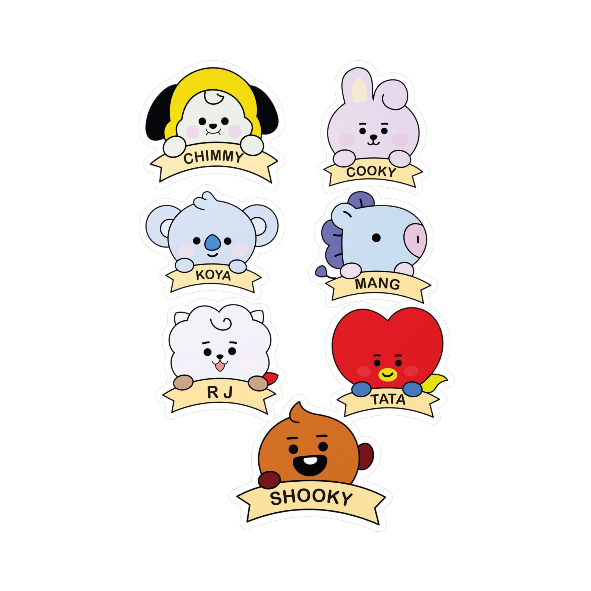BTS BT21 Vinyl Sticker Decal Deco Set 7 Individual Stickers - Etsy