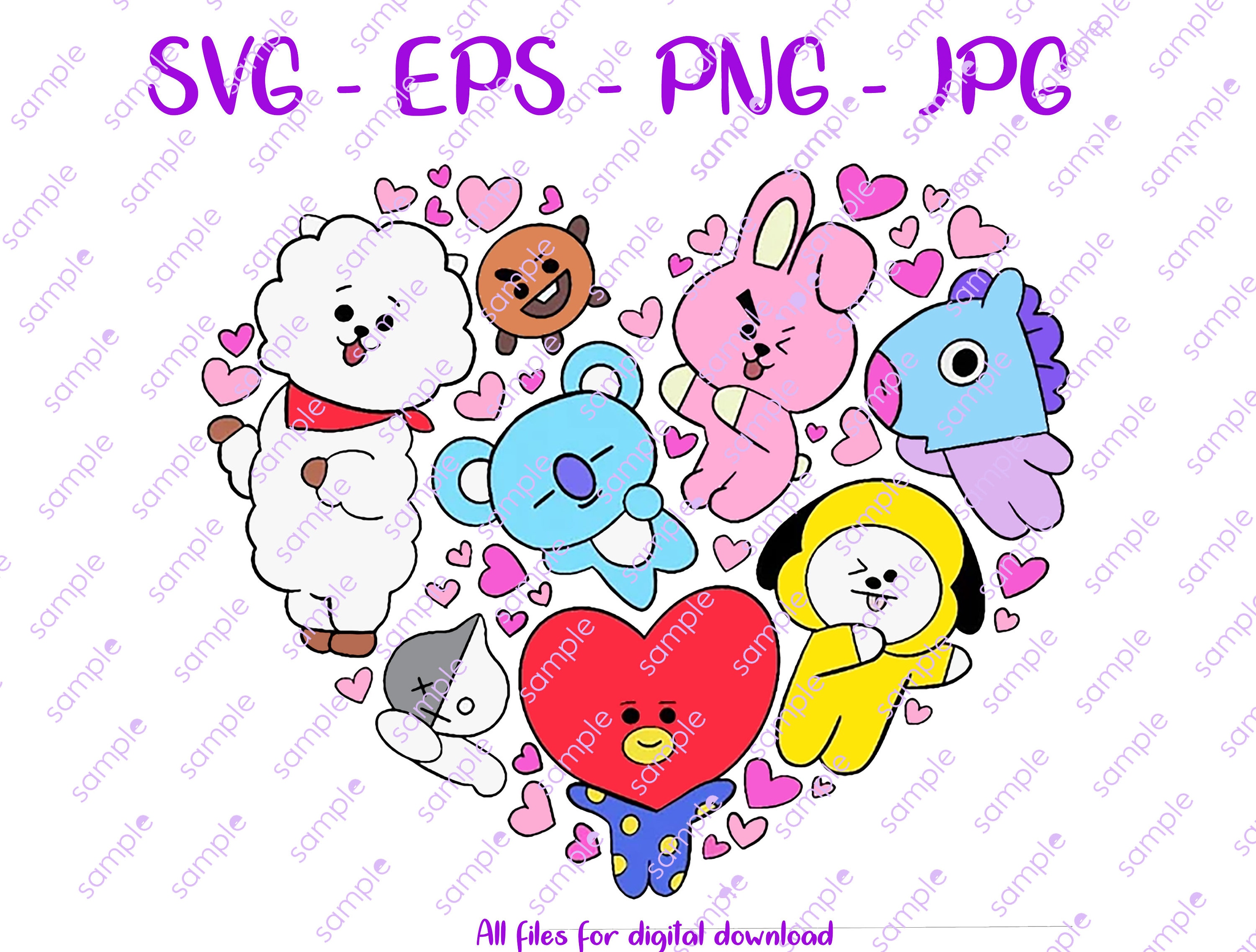 Bts Bt21 Instant Digital Download Instant Print Svg, EPS, Jpg, Png Bts Merch, Bts Print, T-shirt ...
