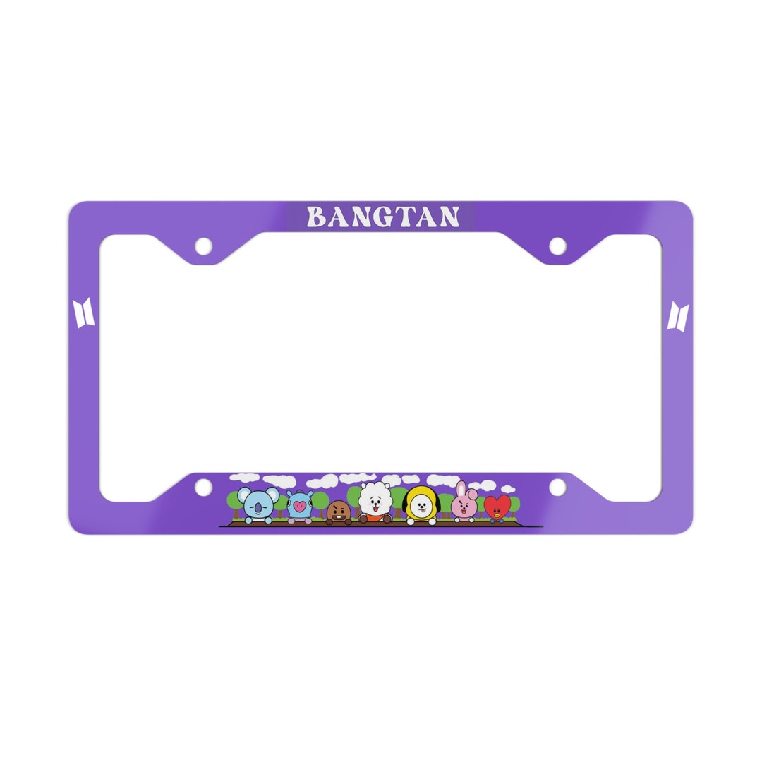 Cute BTS BT21 License Plate Frame Borahae NEW License Plate Frame UV ...