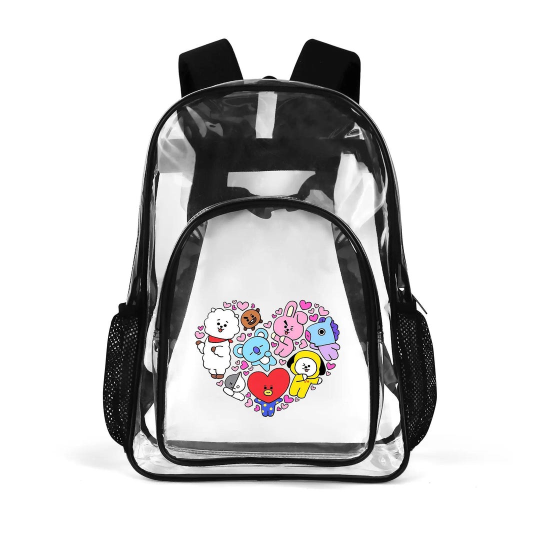 BT21 Series Clear Backpack - BTS Clear Transparent See Through Bag ...