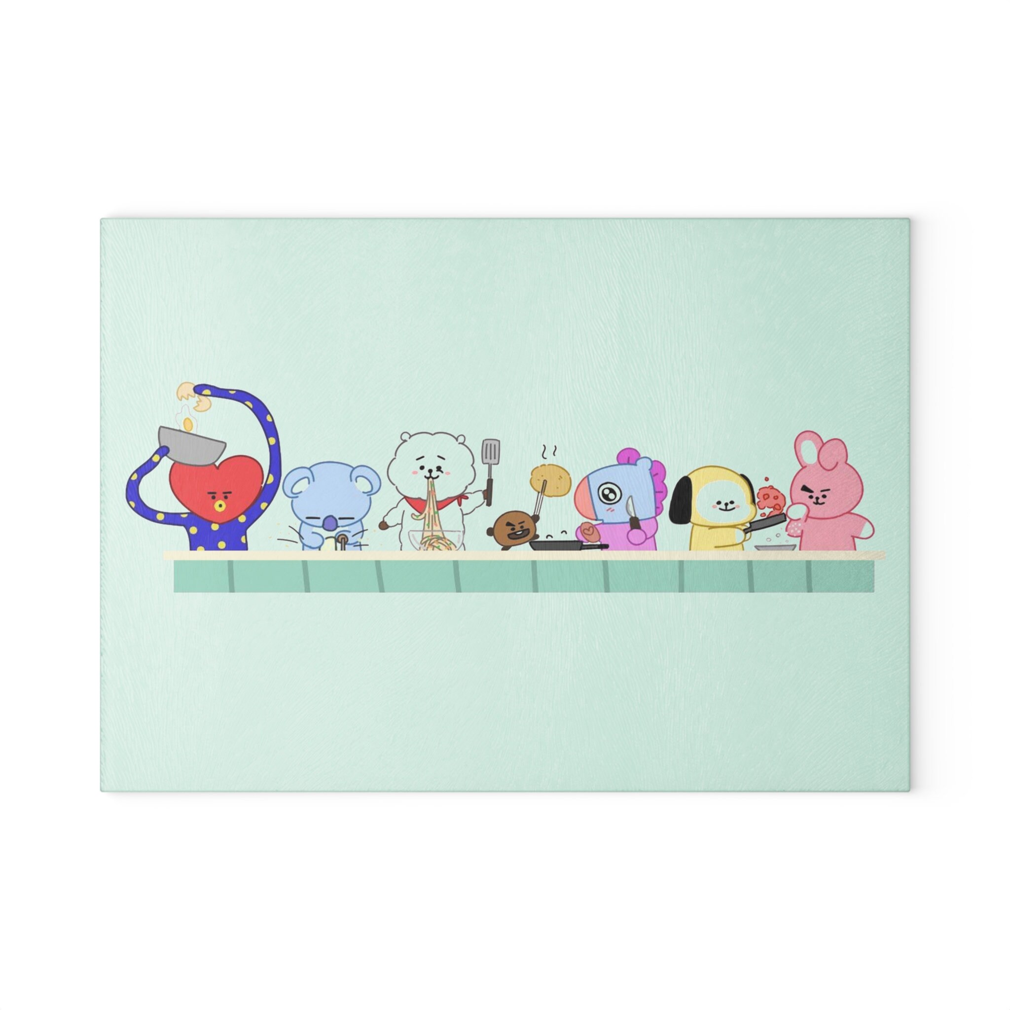 BTS BT21 Glass Cutting Board With Our Favorite BT21 Characters in White ...