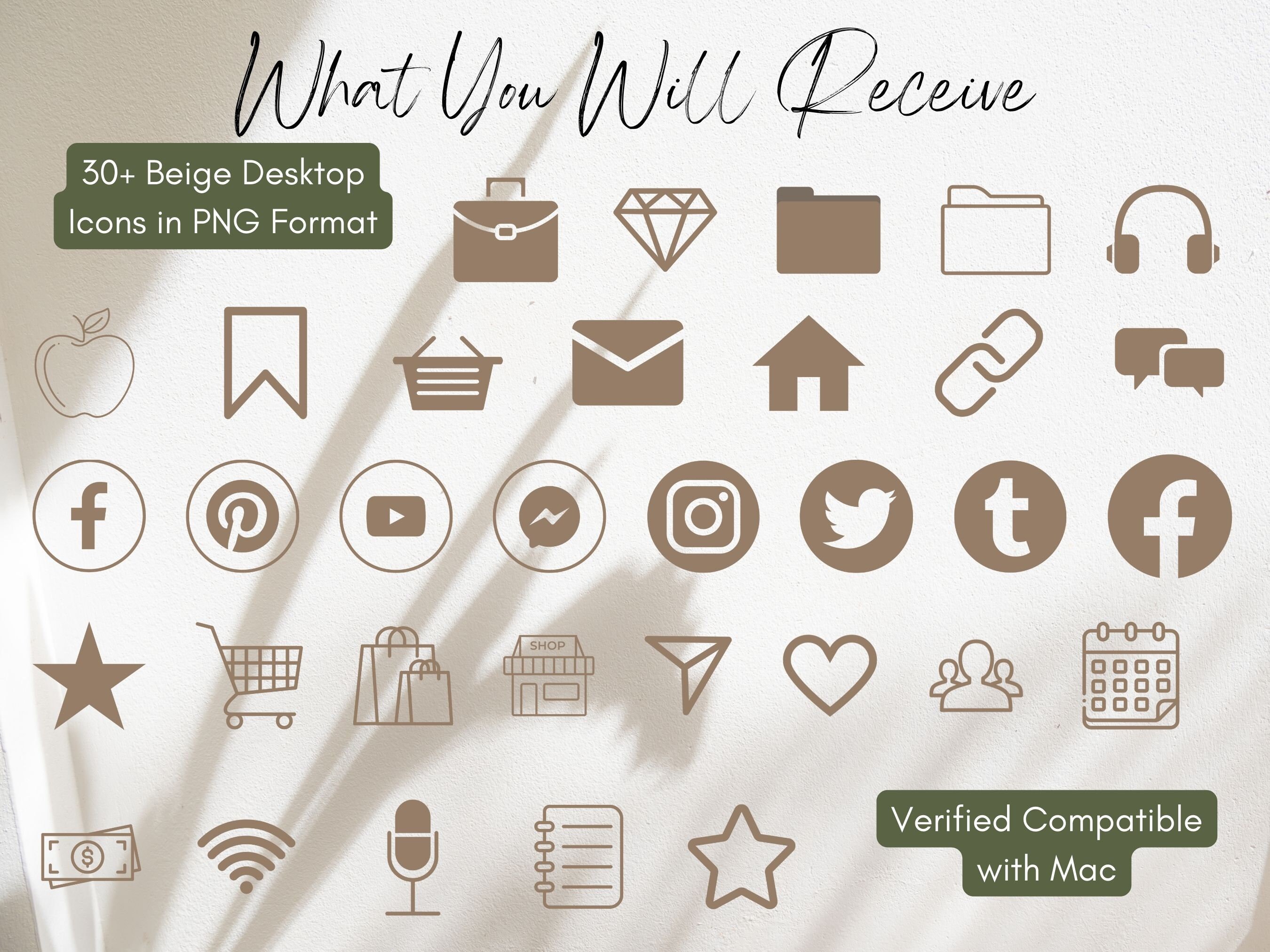 Beige Minimalist Desktop Icons for a Clean and Chic Workspace desktop ...