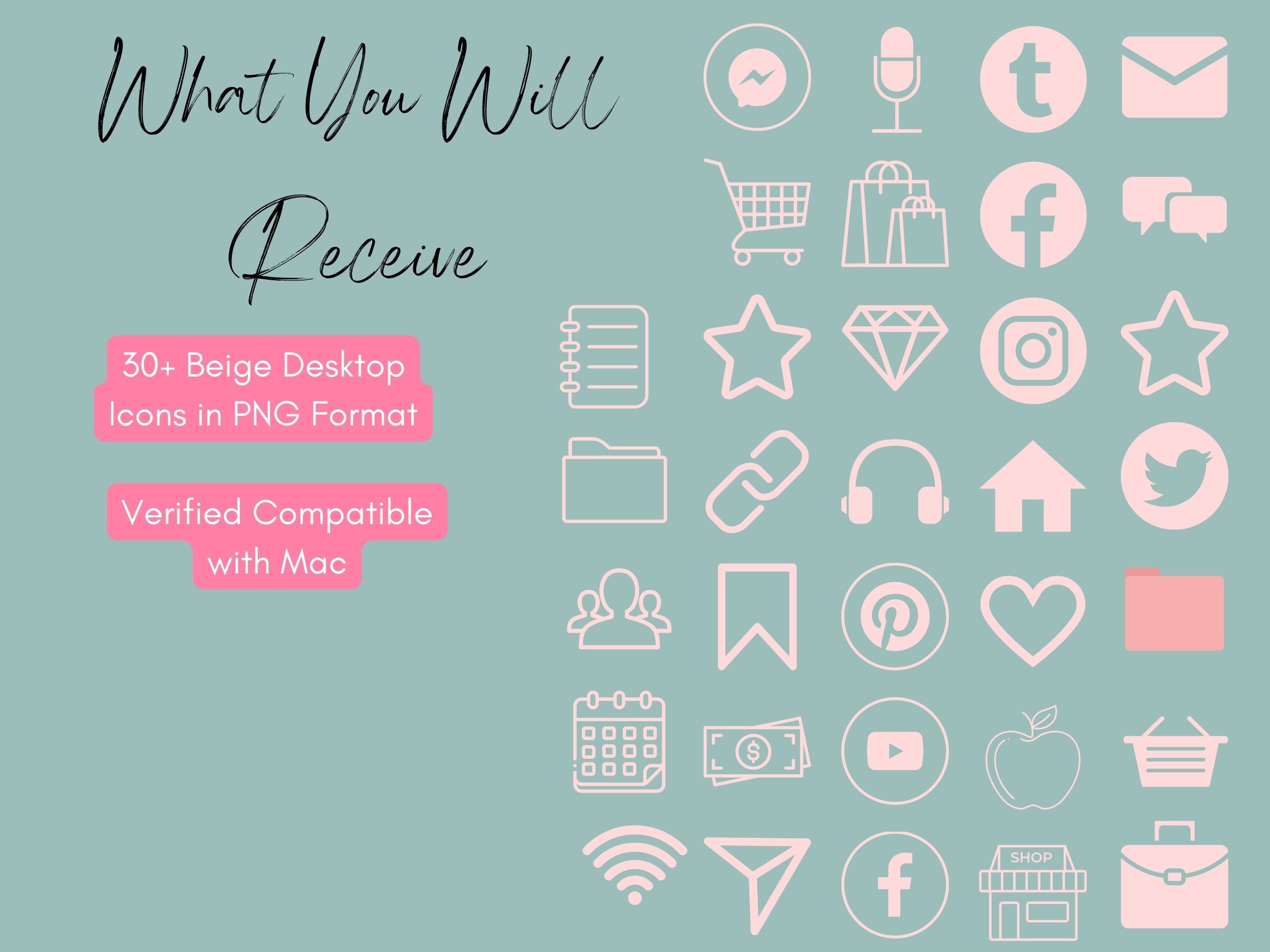 Beige Minimalist Desktop Icons for a Clean and Chic Workspace ｜desktop ...