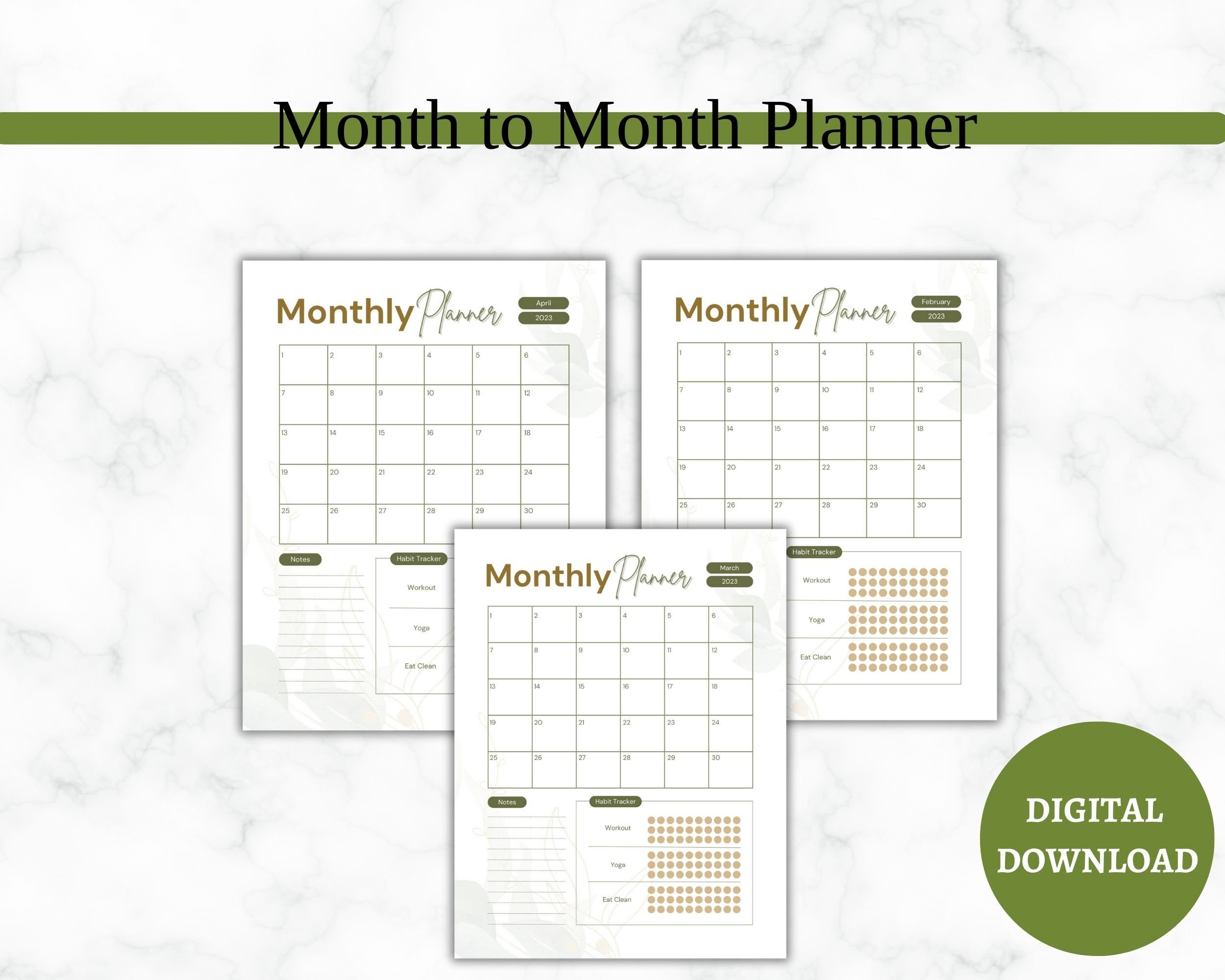 Printable Monthly Planner for Personal Goal Setting Habit - Etsy