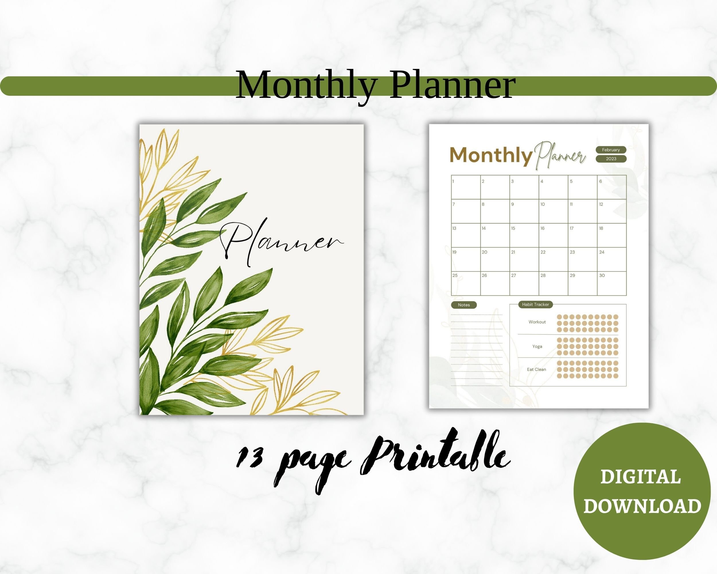 Printable Monthly Planner for Personal Goal Setting Habit - Etsy
